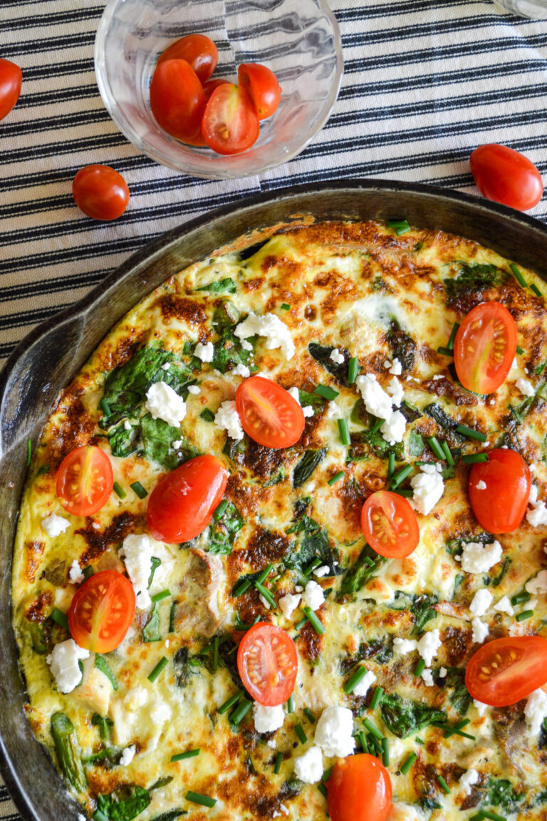 30 Minute Chicken Frittata with Spinach and Feta - An Oregon Cottage