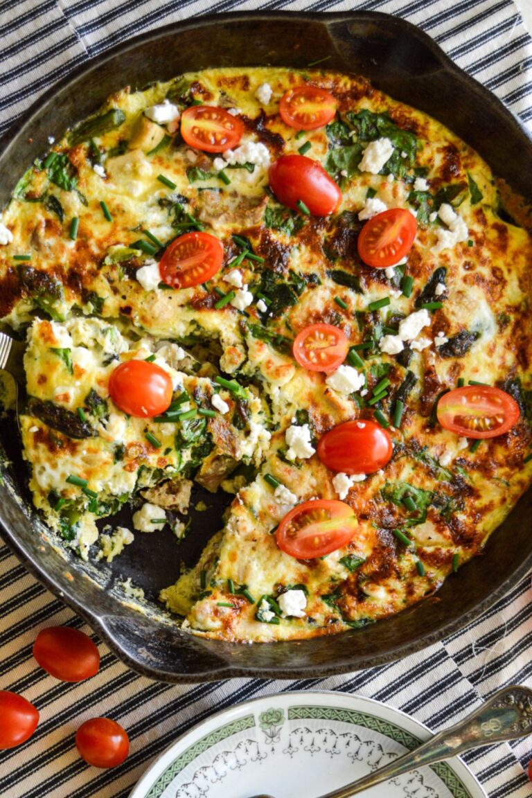 30 Minute Chicken Frittata with Spinach and Feta - An Oregon Cottage