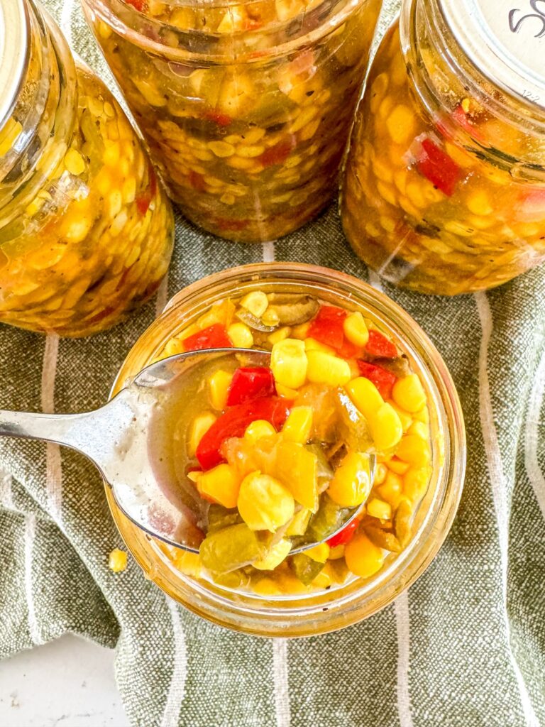 Spicy Corn Relish Recipe with Olives (Water Bath Can) - An Oregon Cottage